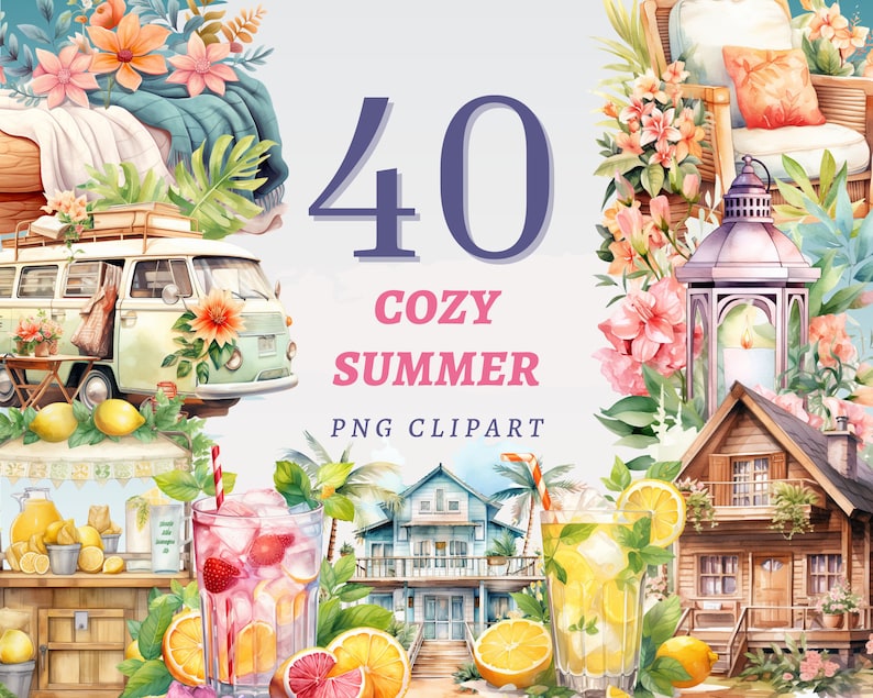 40 Cozy Summer Clipart, High Quality Transparent Pngs, Instant Download ...