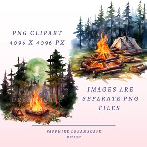 30 Watercolor Campfire Clipart, High Quality Transparent Pngs, Instant ...