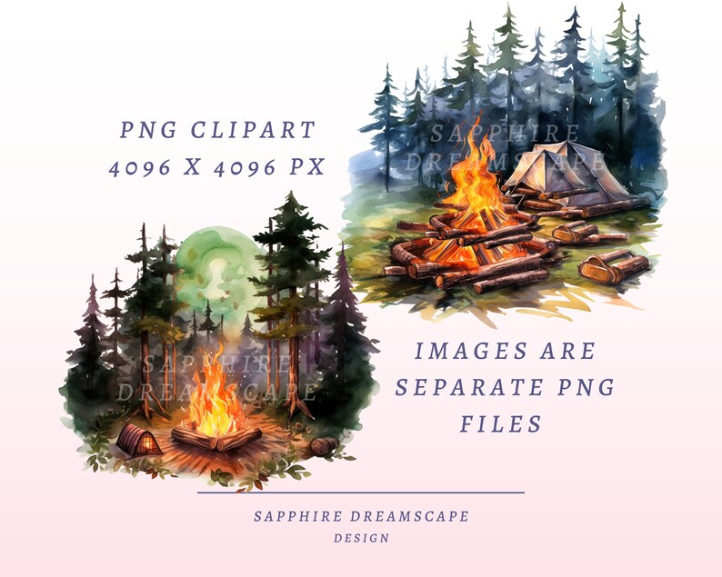 30 Watercolor Campfire Clipart, High Quality Transparent Pngs, Instant ...