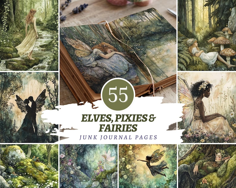 Elves, Pixies & Fairies Junk Journal Pages, Woodland Fantasy Digital ...