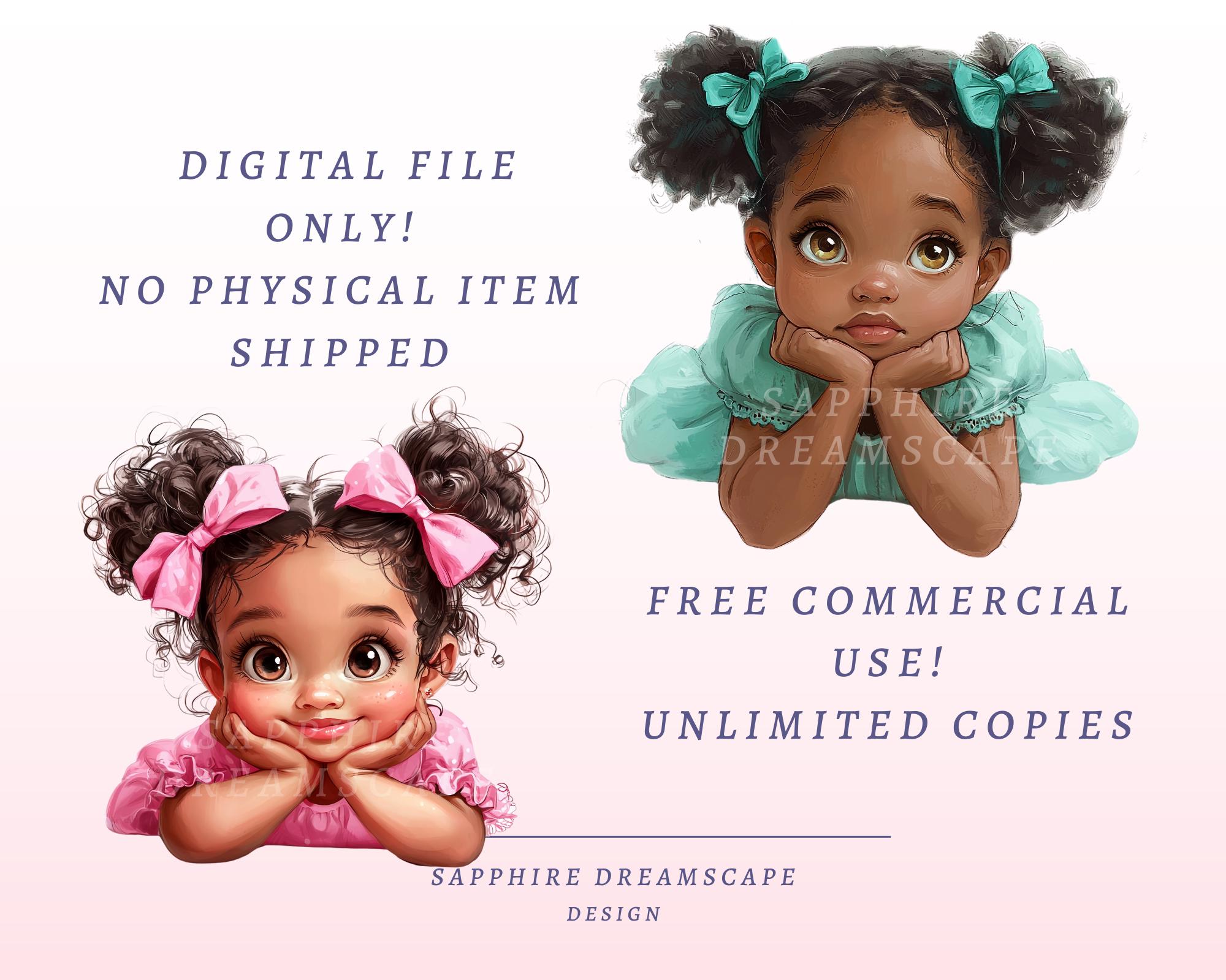 30 African American Baby Girl Clipart Adorable Afro Little Girl Artwork ...