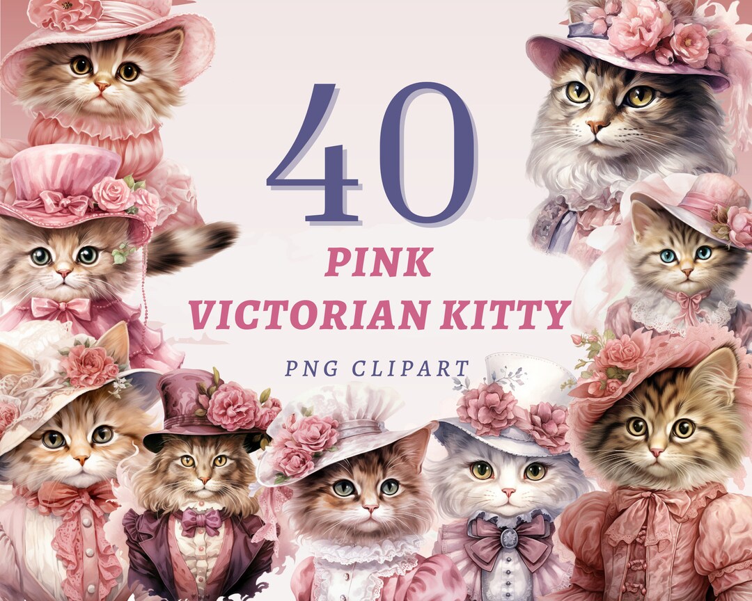 40 Pink Victorian Kitty Clipart, High Quality Transparent Pngs, Instant ...
