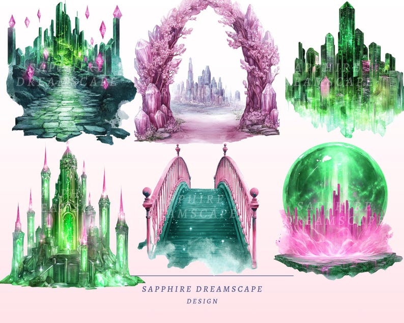 30 Emerald City Clipart Wicked Inspired Decoration Pink Fairytale ...