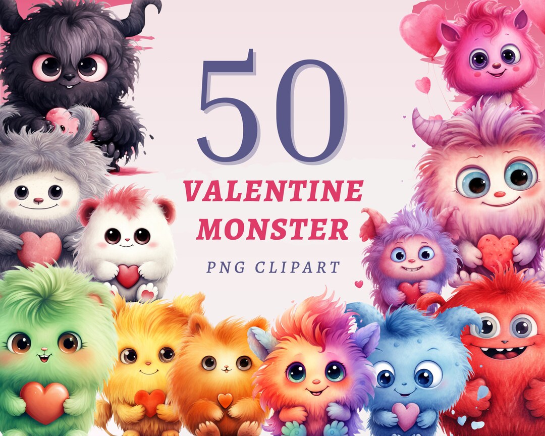 50 Valentine Monster Clipart, High Quality Transparent Pngs, Instant ...