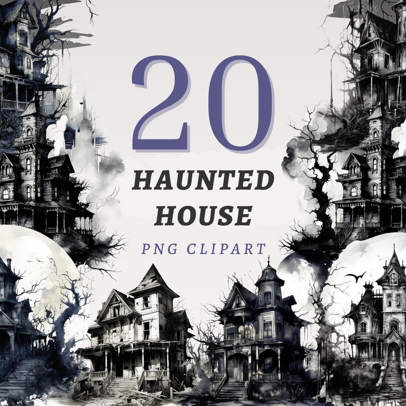 Haunted House Clip Art - Etsy