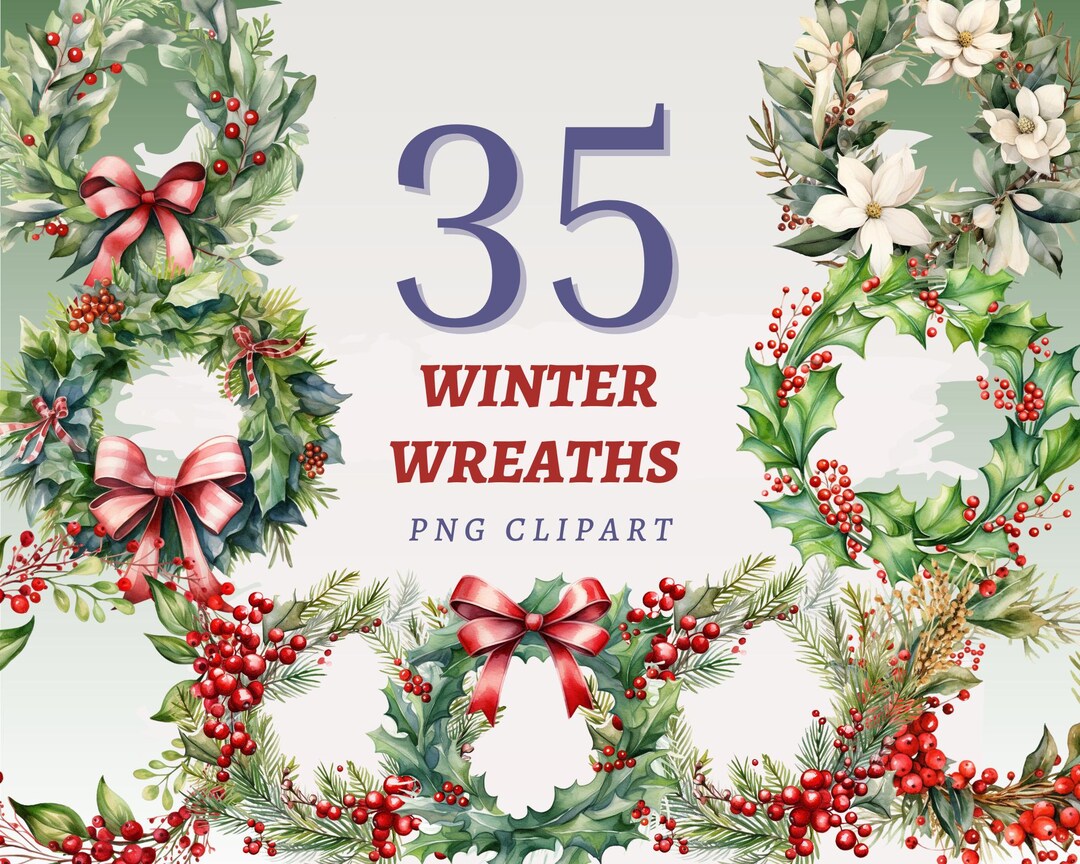 35 Winter Wreaths Clipart, High Quality Transparent Pngs, Instant ...