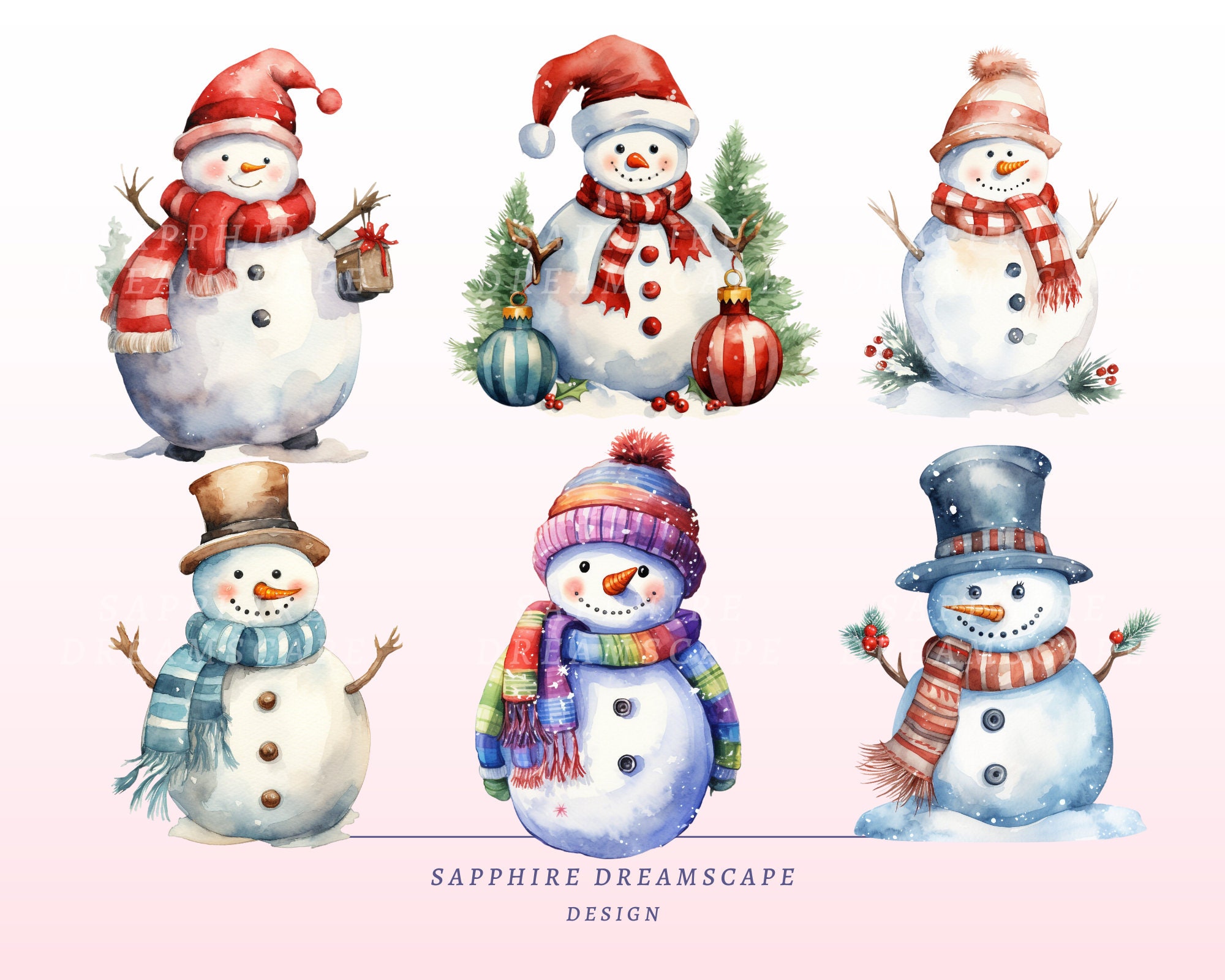 45 Watercolor Snowman Clipart High Quality Transparent Pngs - Etsy