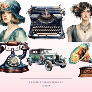 45 Watercolor 1920s Clipart, High Quality Transparent Pngs, Instant ...