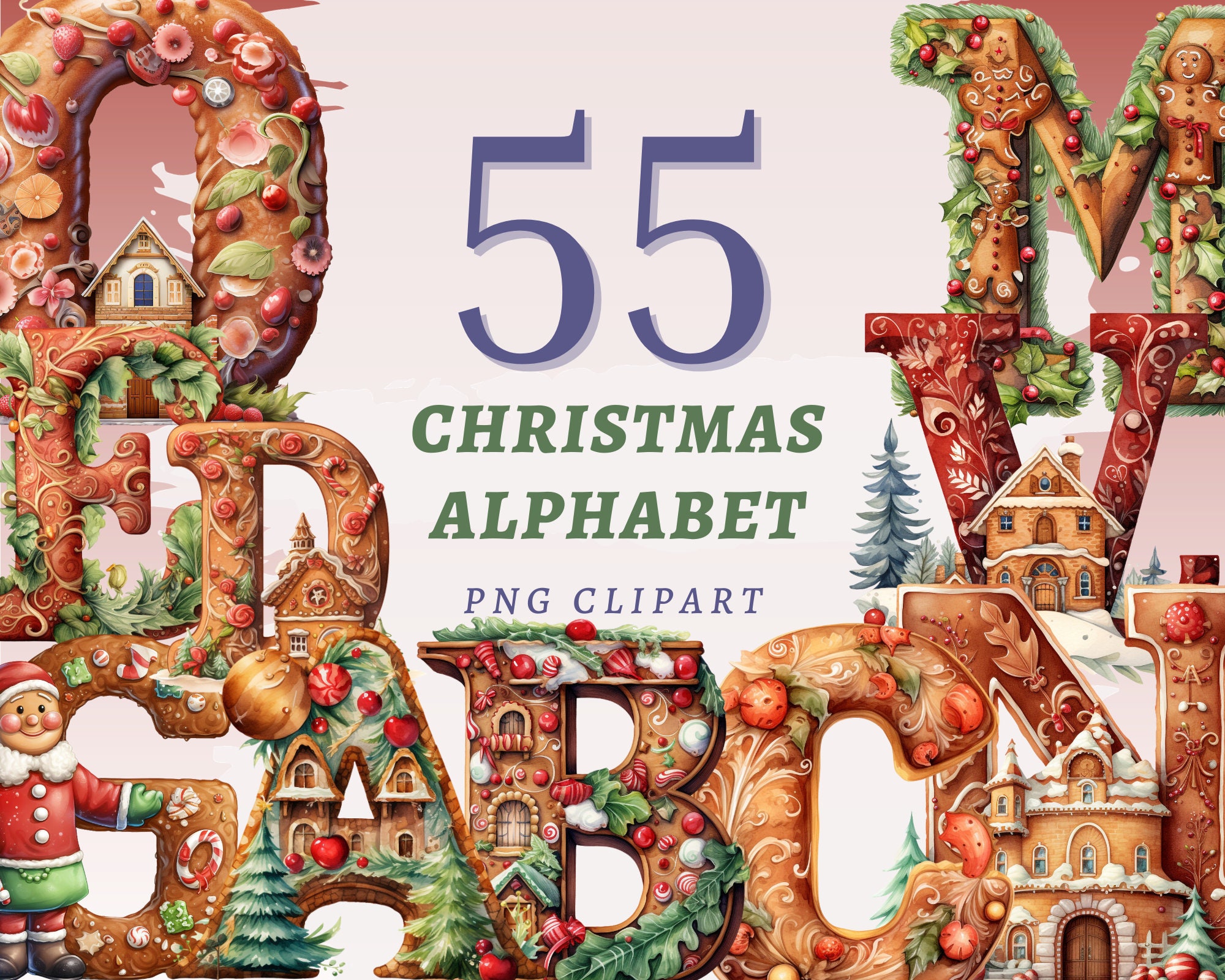 55 Christmas Alphabet Clipart, High Quality Transparent Pngs, Instant ...