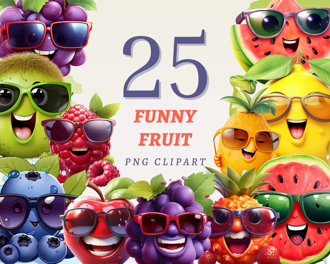 25 Funny Fruit Clipart, High Quality Transparent Pngs, Instant Download ...