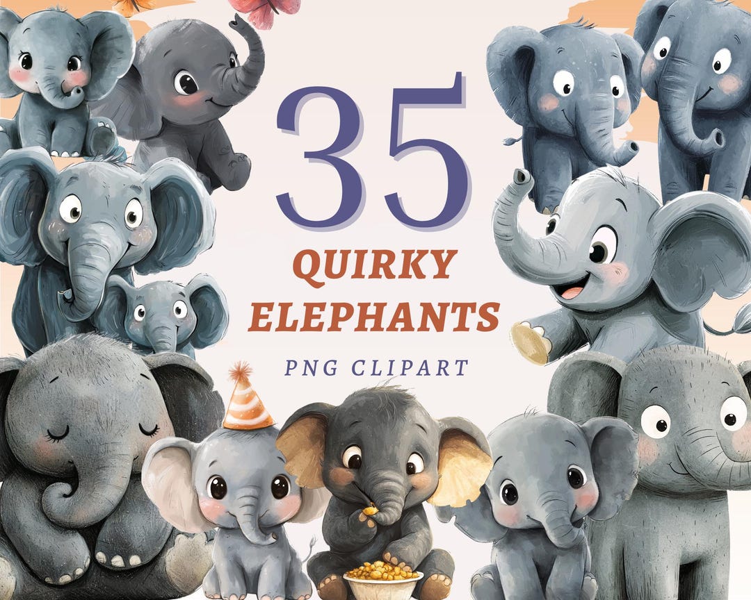 35 Quirky Elephants Clipart, High Quality Transparent Pngs, Instant ...