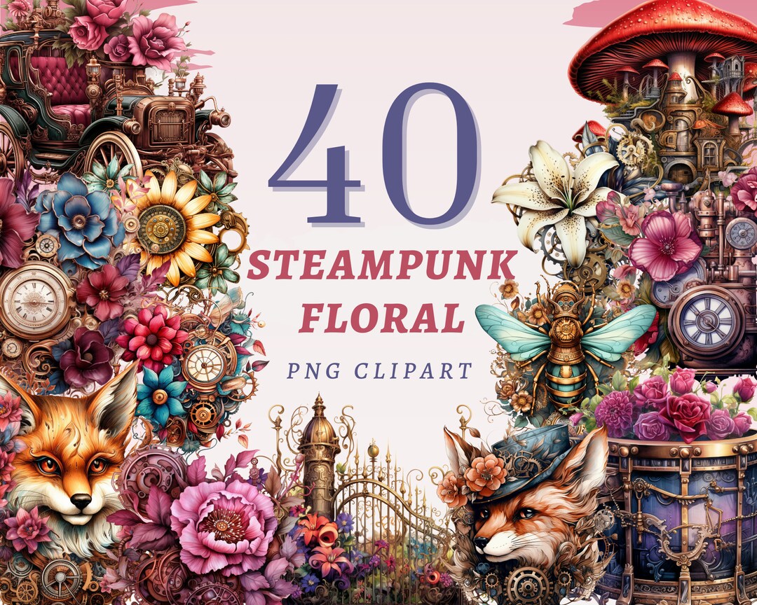 40 Steampunk Floral Clipart, High Quality Transparent Pngs, Instant ...