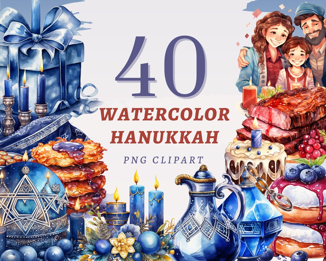 40 Watercolor Hanukkah Clipart, High Quality Transparent Pngs, Instant ...
