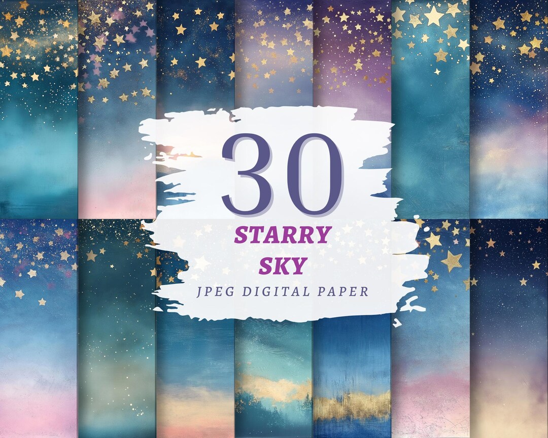 Starry Sky Digital Paper, Space Journaling Page, High Quality Jpgs ...