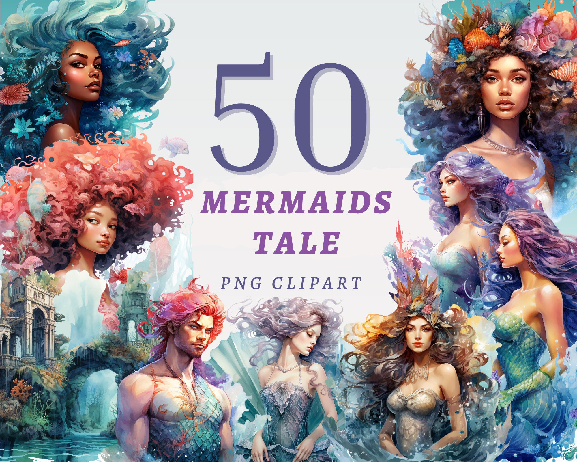50 Mermaids Tale Clipart, High Quality Transparent Pngs, Instant ...