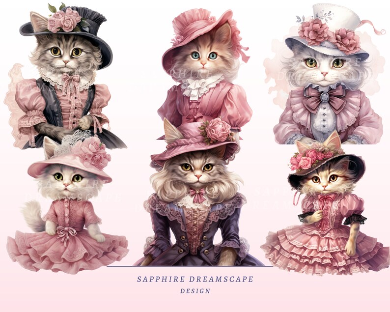 40 Pink Victorian Kitty Clipart, High Quality Transparent Pngs, Instant ...
