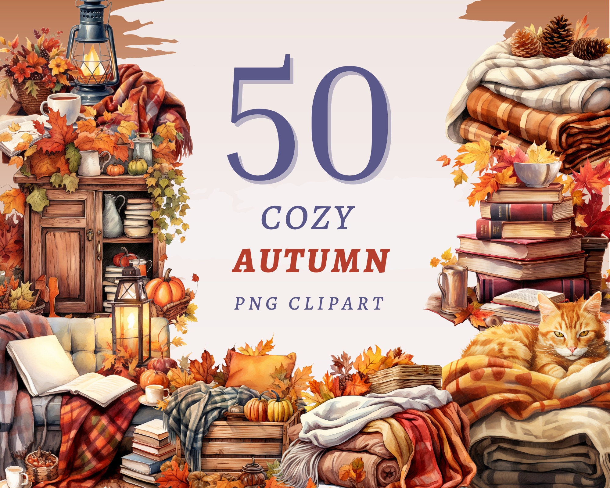 50 Cozy Autumn Clipart High Quality Transparent Pngs Instant - Etsy