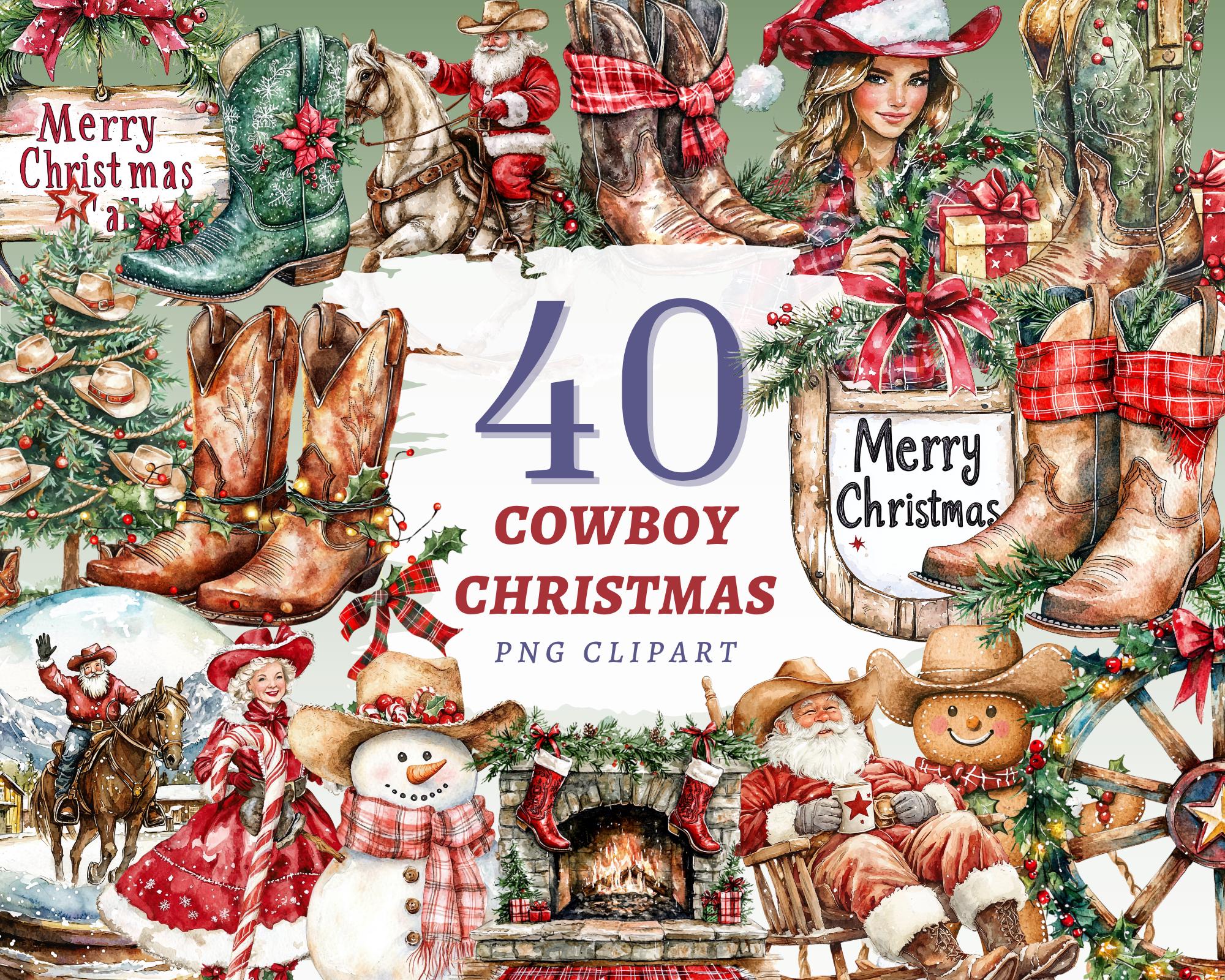 40 Cowboy Christmas Clipart Western Holiday Spirit Cowboy Christmas ...