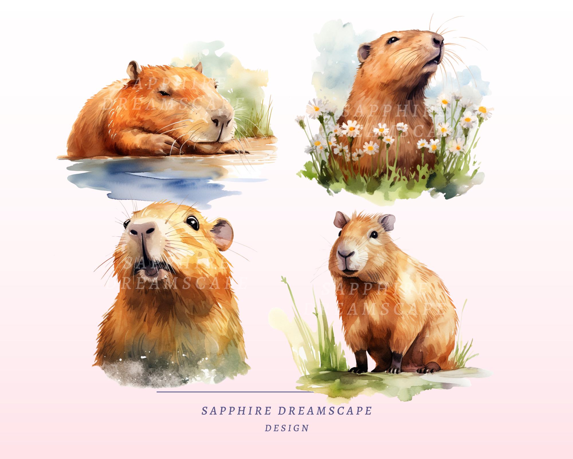 20 Watercolor Capybaras Clipart, High Quality Transparent Pngs, Instant ...