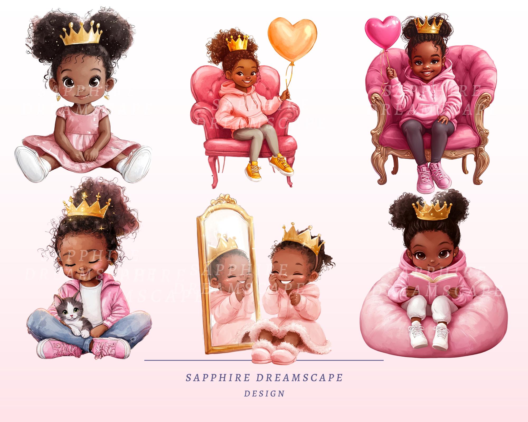 25 African American Girl With Crown Clipart Cute Afro Girl Graphics ...
