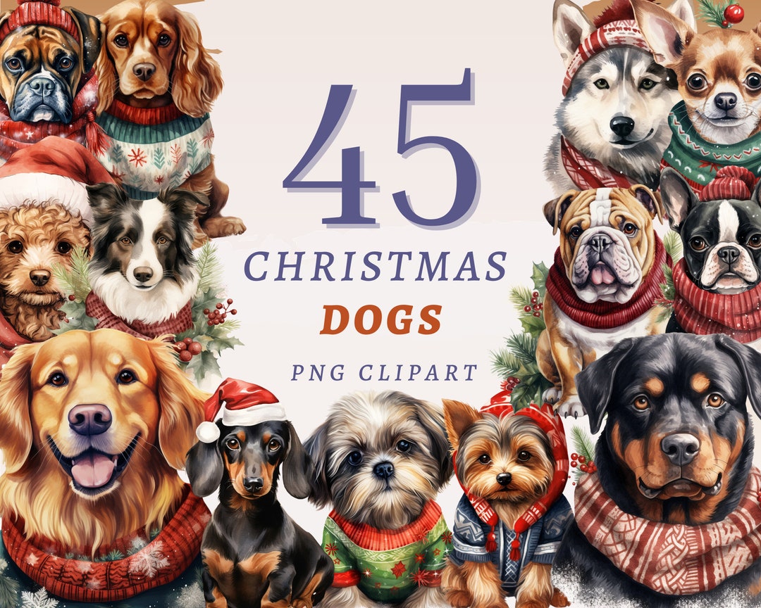 45 Christmas Dogs Clipart, High Quality Transparent Pngs, Instant ...