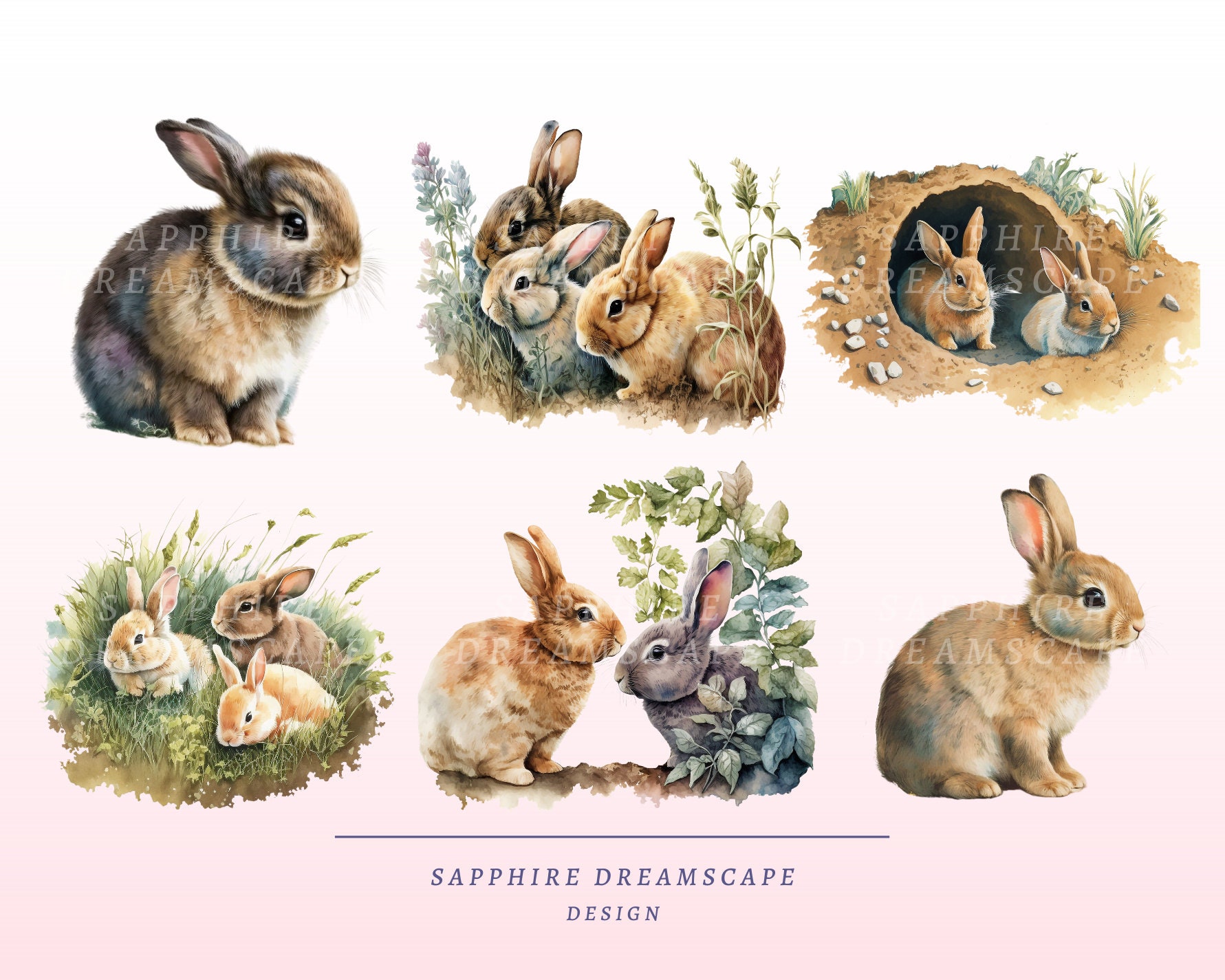 40 Watercolor Bunnies Clipart, High Quality Transparent Pngs With ...
