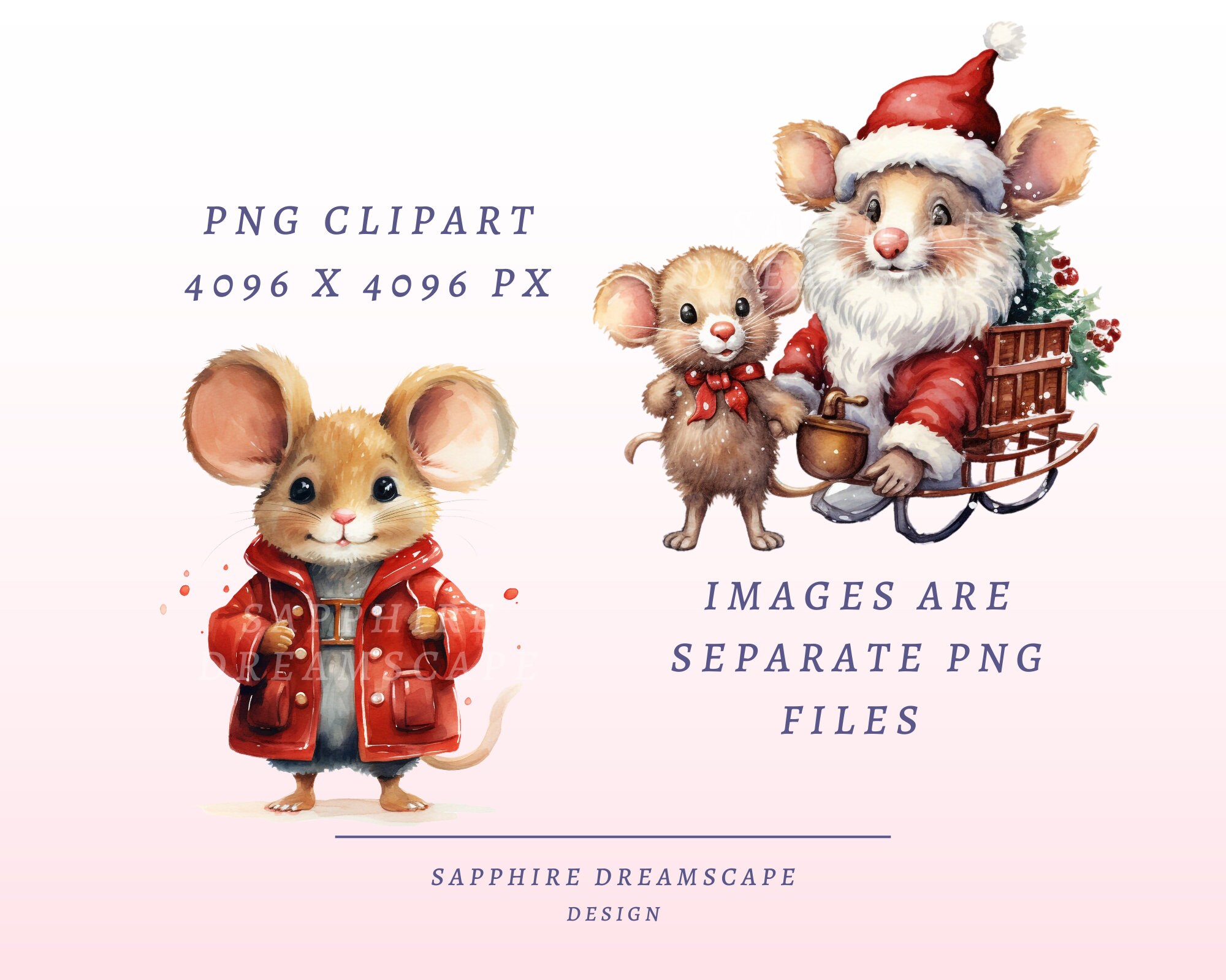 30 Holiday Mouse Clipart High Quality Transparent Pngs - Etsy