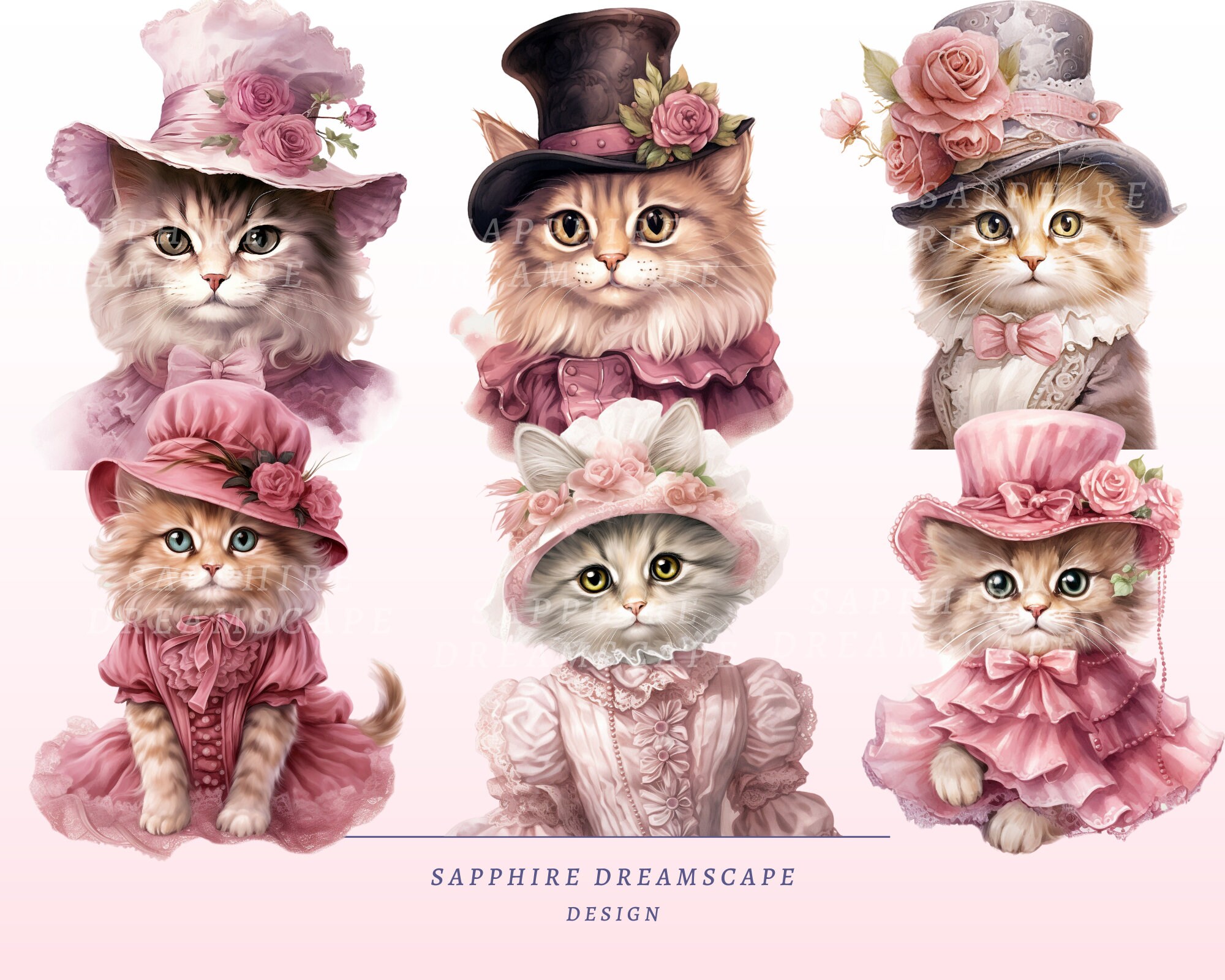 40 Pink Victorian Kitty Clipart, High Quality Transparent Pngs, Instant ...