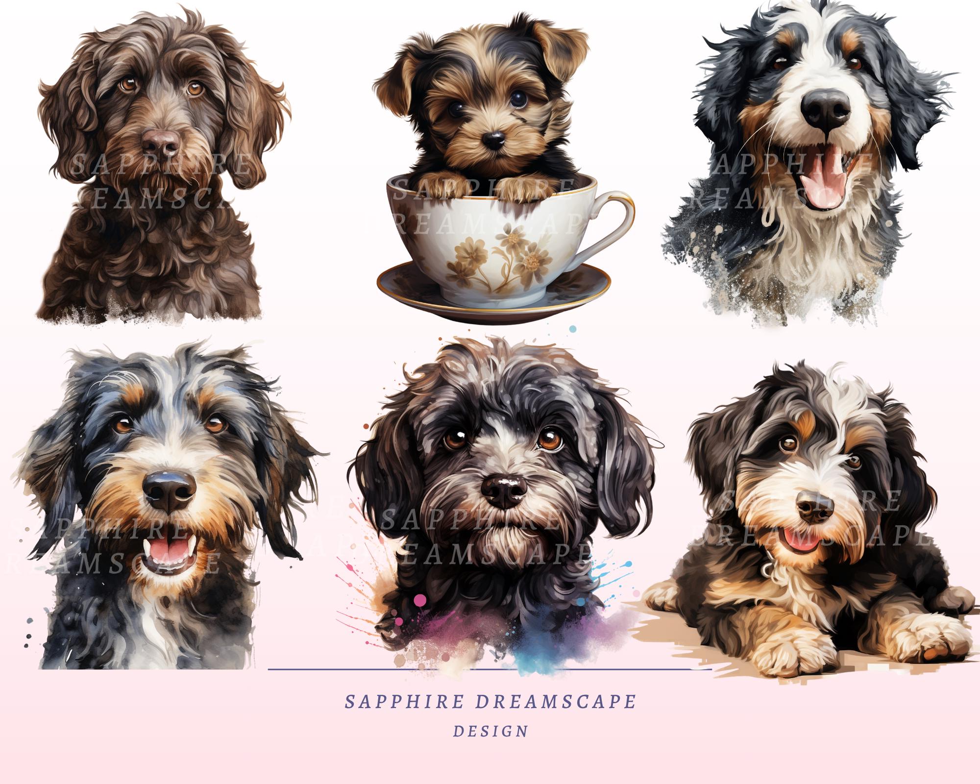 35 Doodle Dogs Clipart Set With Watercolor Labradoodle Goldendoodle ...