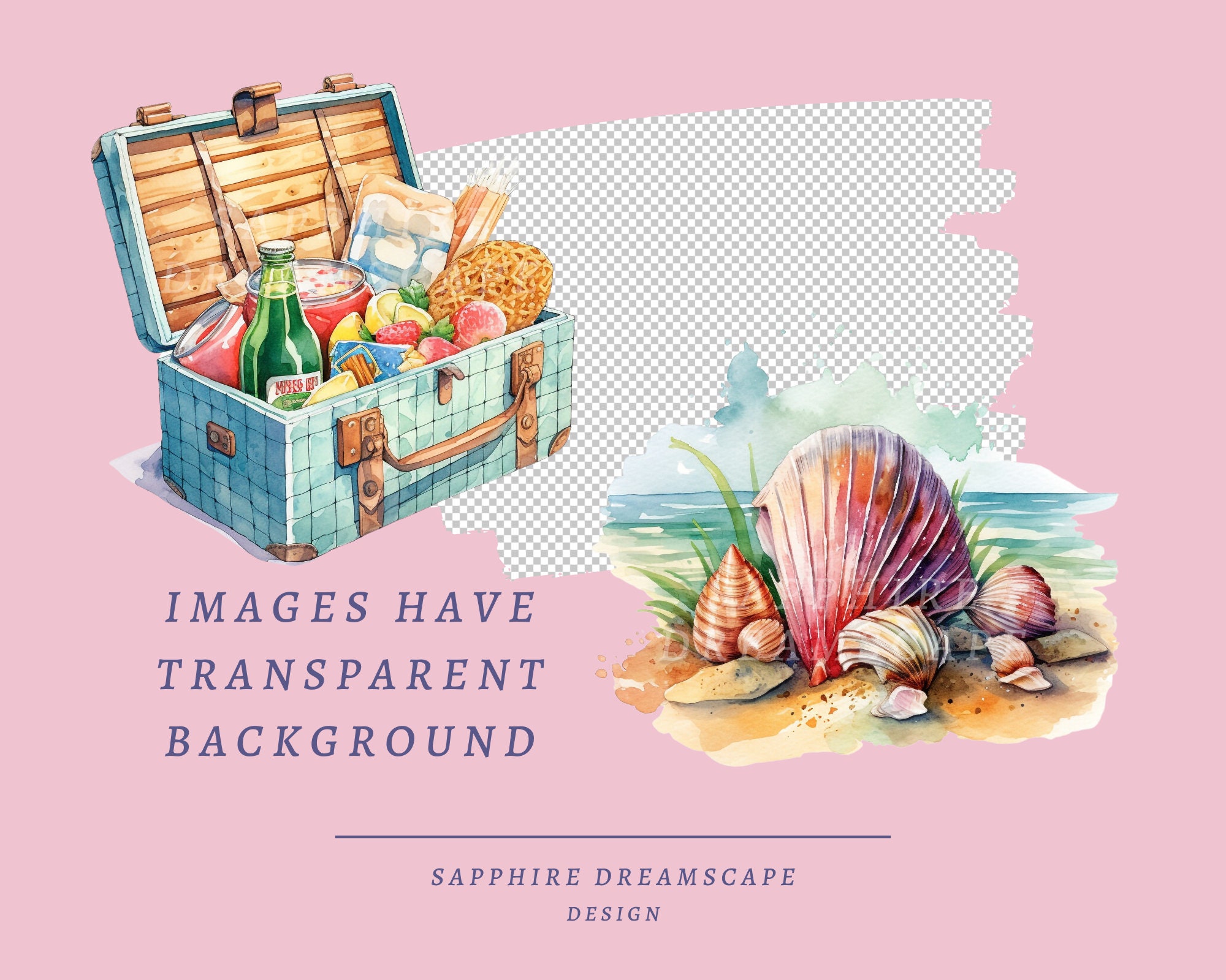 40 Watercolor Beach Clipart, High Quality Transparent Pngs, Instant ...