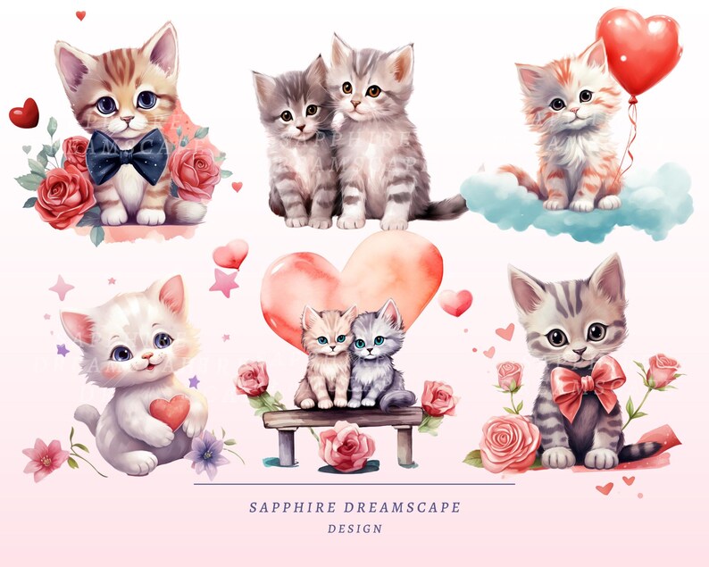 40 Kittens in Love Clipart, High Quality Transparent Pngs, Instant ...