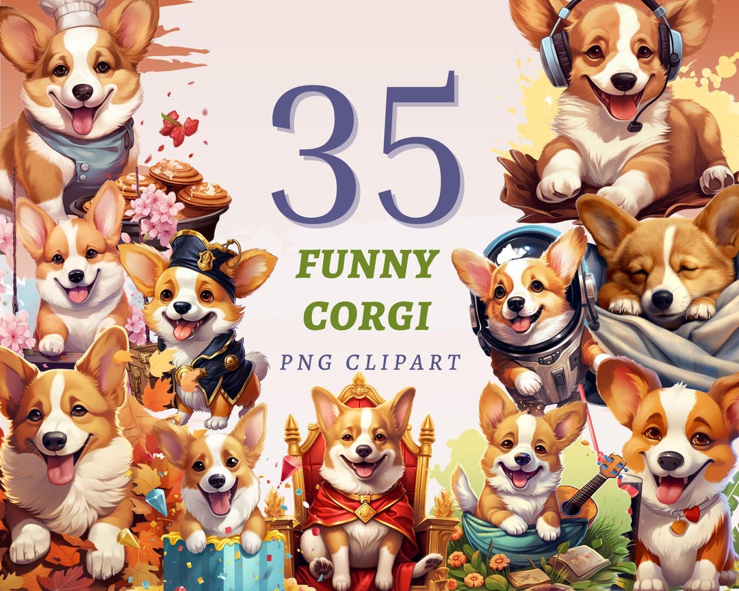 35 Funny Corgi Clipart, High Quality Transparent Pngs, Instant Download ...