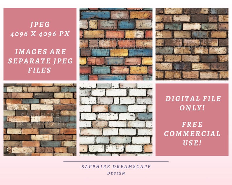 Brick Wall Seamless Digital Paper, Printable Rustic Tile Scrapbook ...