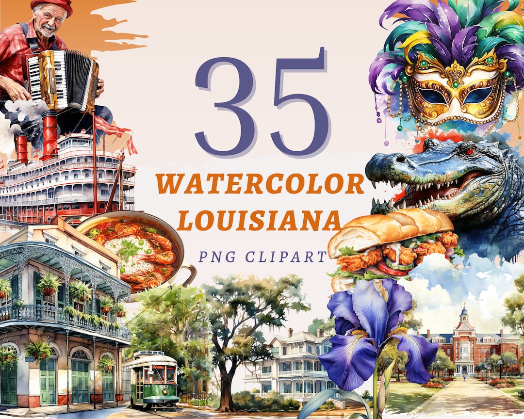 35 Watercolor Louisiana Clipart, High Quality Transparent Pngs, Instant ...