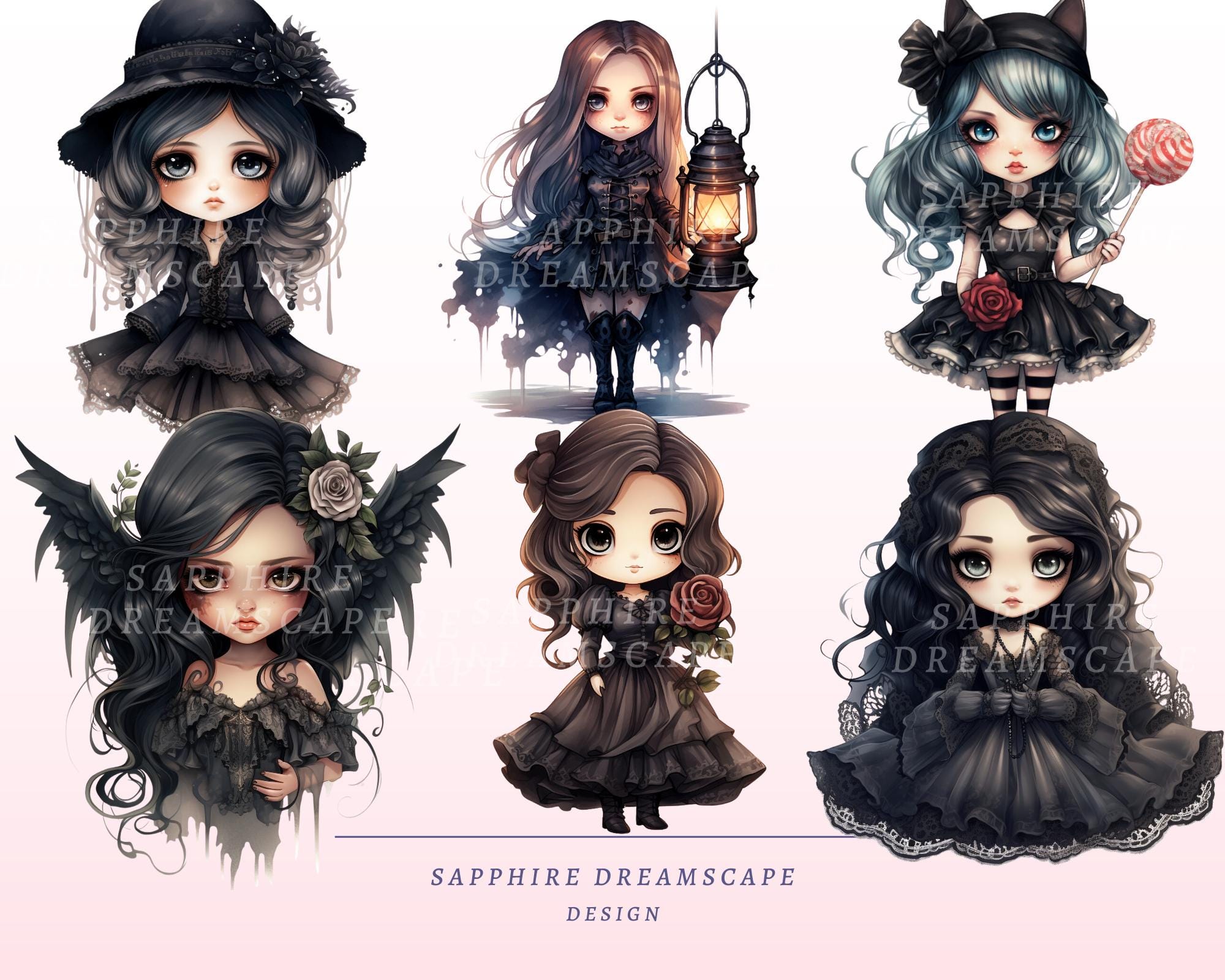 30 Gothic Chibi Girl Clipart, High Quality Transparent Pngs, Instant ...