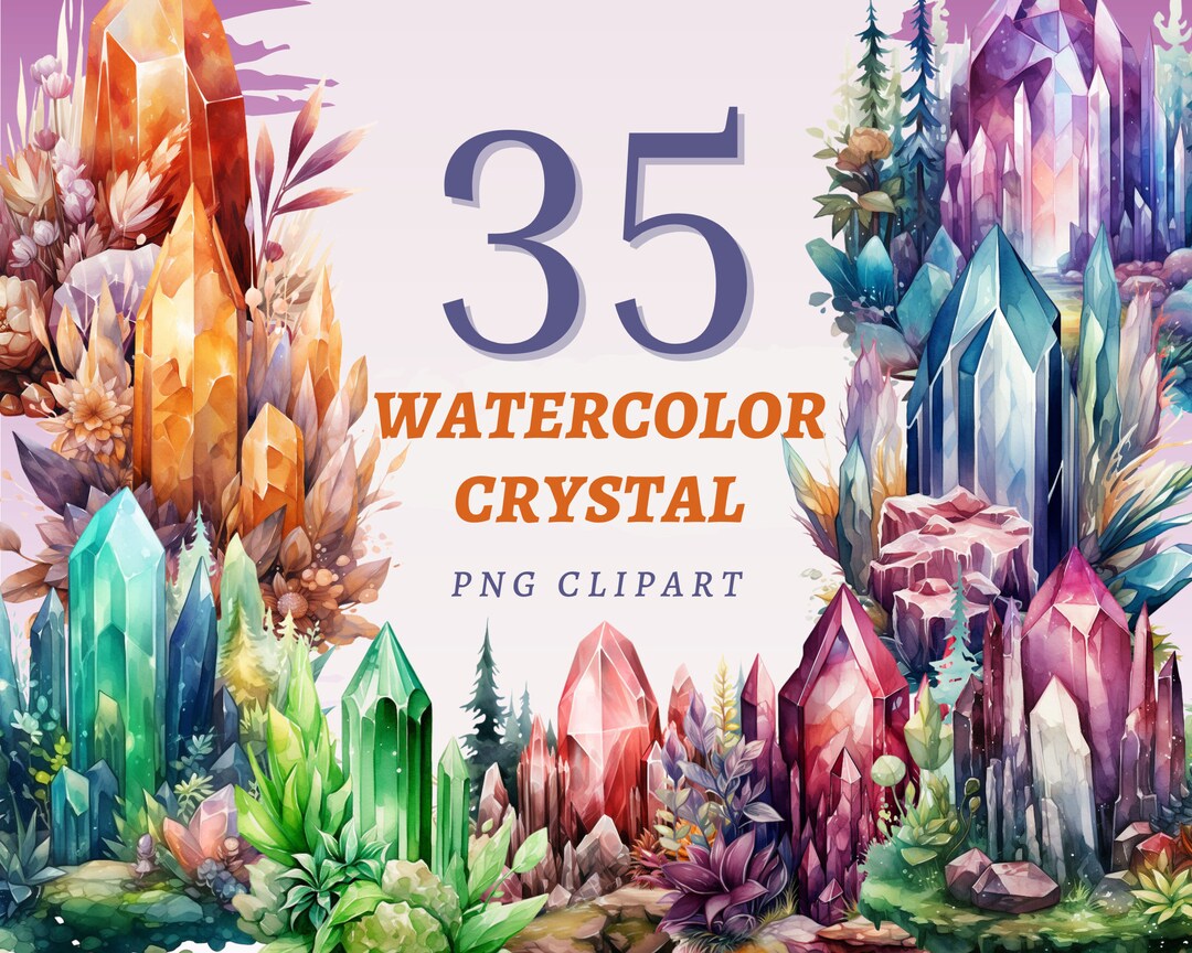 35 Watercolor Crystal Clipart, High Quality Transparent Pngs, Instant ...