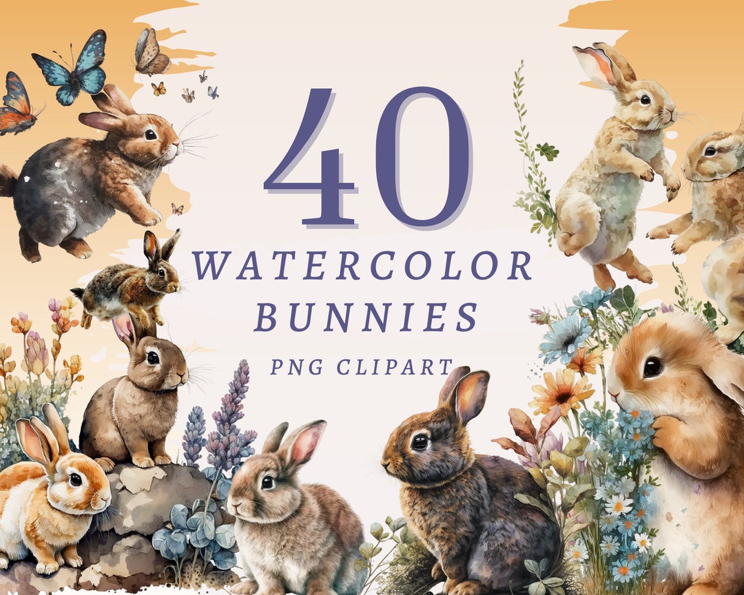 40 Watercolor Bunnies Clipart, High Quality Transparent Pngs With ...