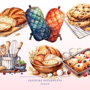 30 Watercolor Bakery Clipart, High Quality Transparent Pngs, Instant ...