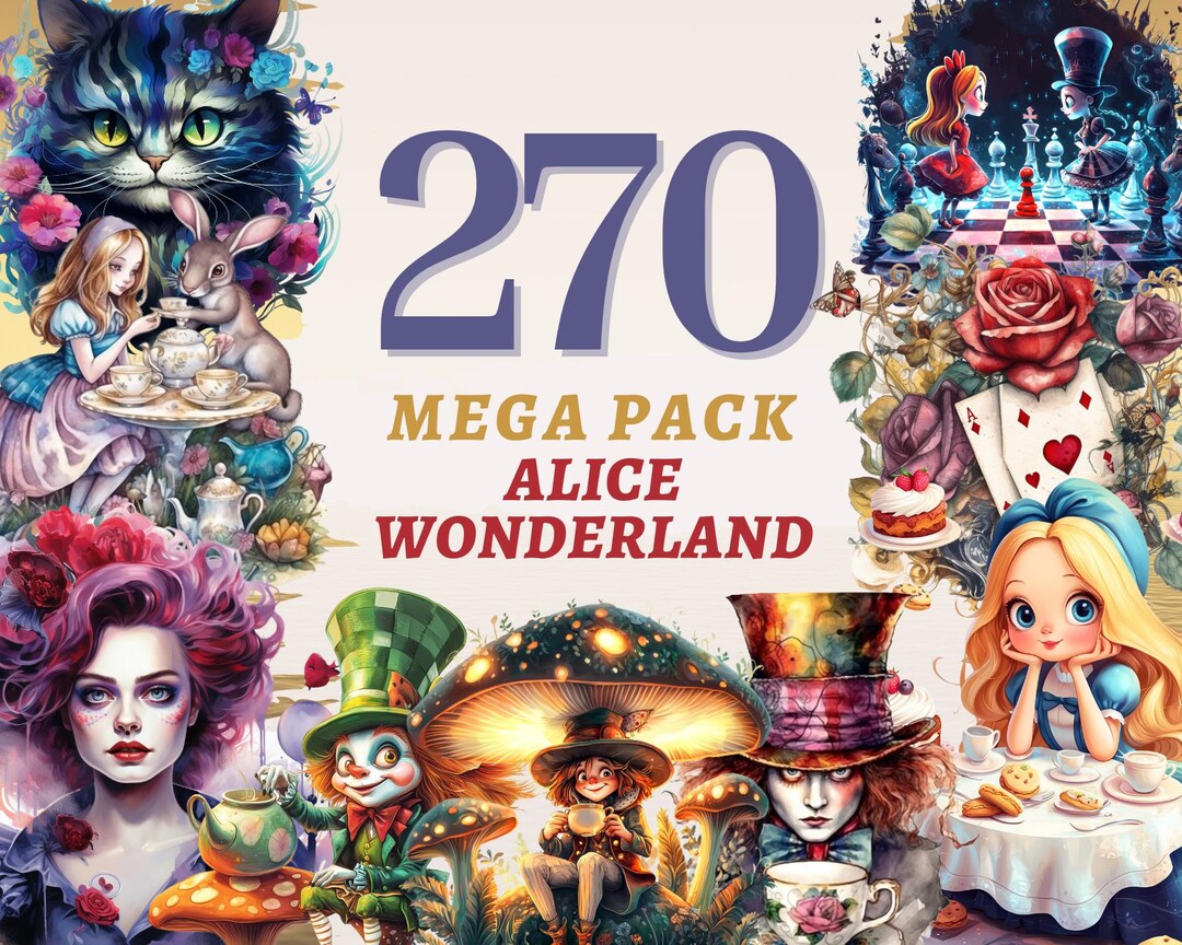270 Alice in Wonderland Megapack, Fantasy Character Artwork Enchanted ...