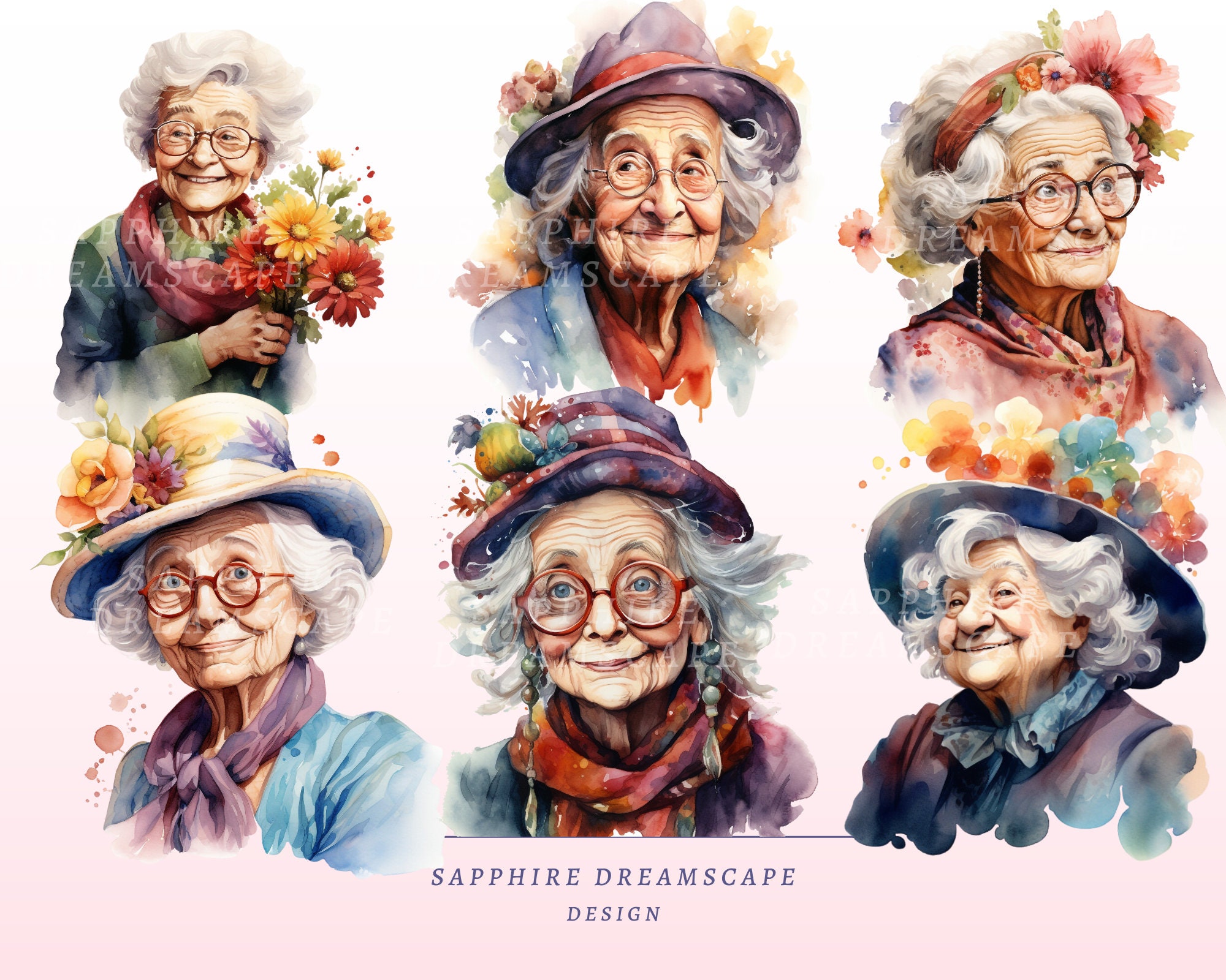 30 Whimsical Old Lady Clipart, High Quality Transparent Pngs, Instant ...