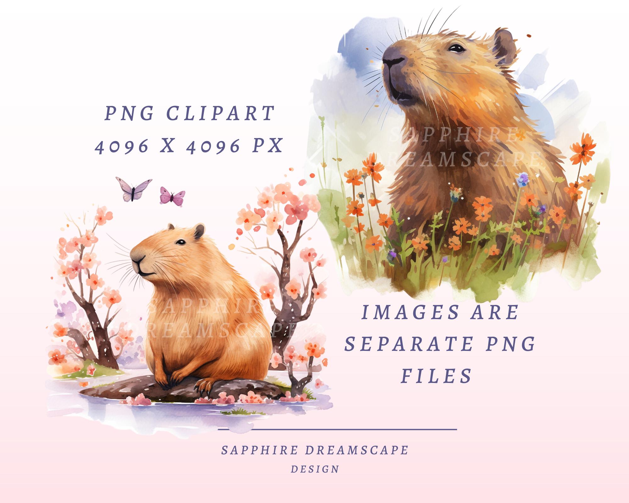 20 Watercolor Capybaras Clipart, High Quality Transparent Pngs, Instant ...