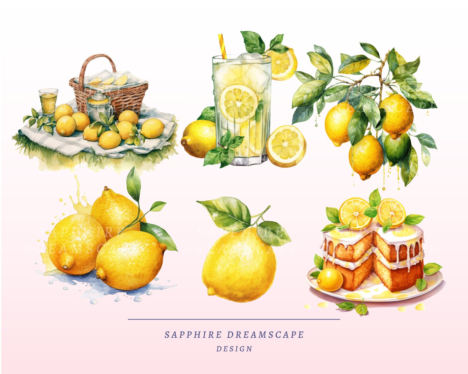 50 Watercolor Lemon Clipart High Quality Transparent Pngs - Etsy
