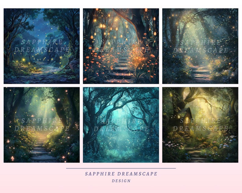 Enchanted Forest Digital Paper, Fantasy Nature Pages, High Quality Jpgs ...