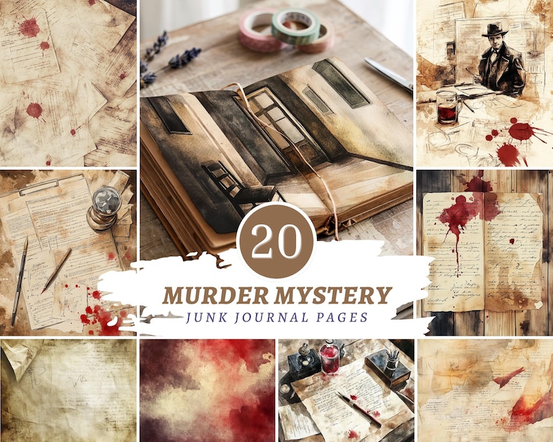 Murder Mystery Junk Journal Printable Pages Background Paper for ...