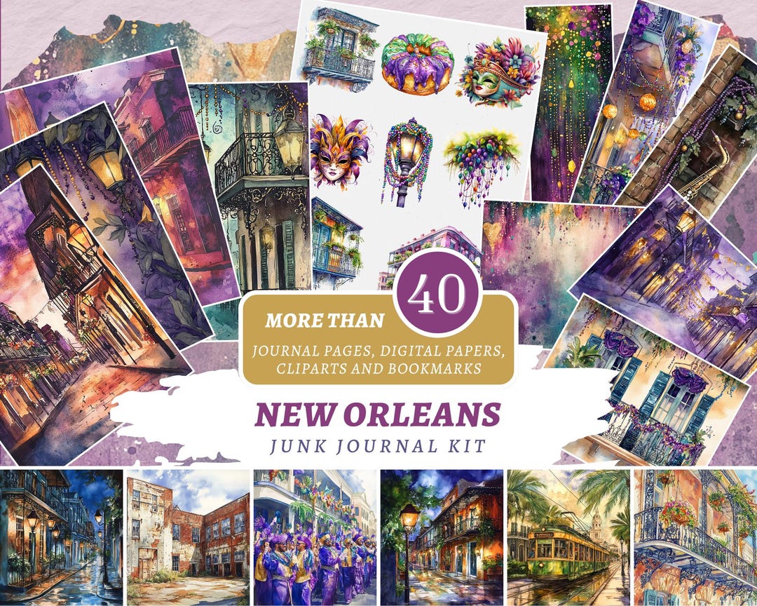 New Orleans Junk Journal Kit, US Letter Pages, Louisiana Digital Papers ...