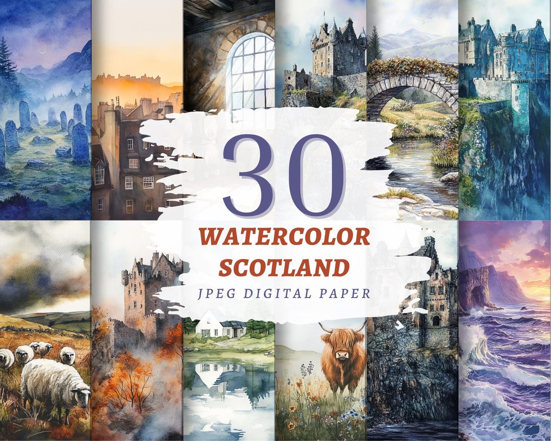 Watercolor Scotland Digital Paper Instant Download Scrapbooking Art ...