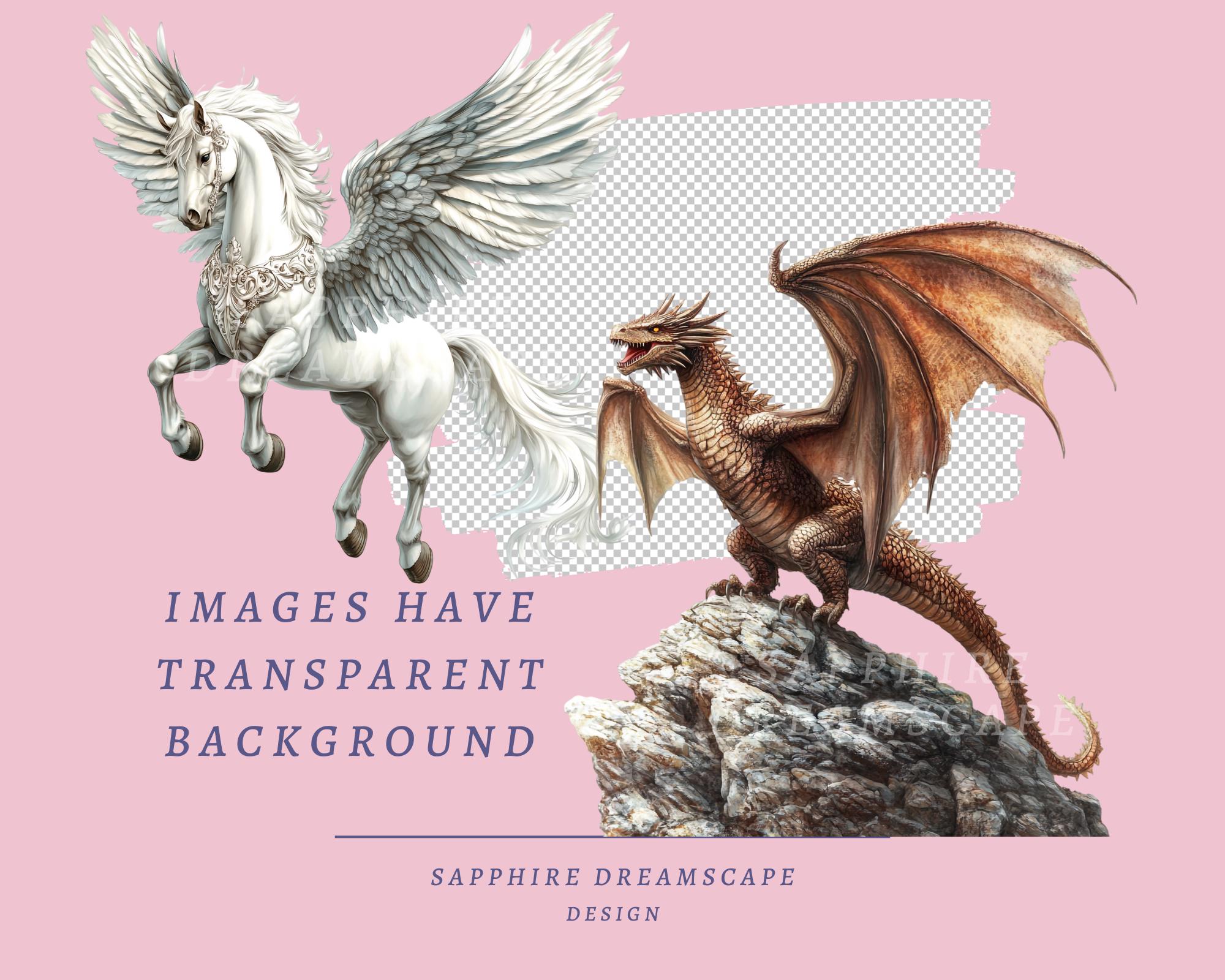 35 Mythological Creatures Clipart Set With Dragons, Medusa, Cyclops ...