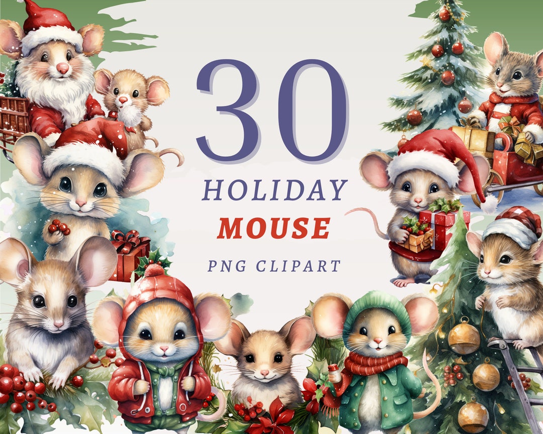 30 Holiday Mouse Clipart, High Quality Transparent Pngs, Instant ...