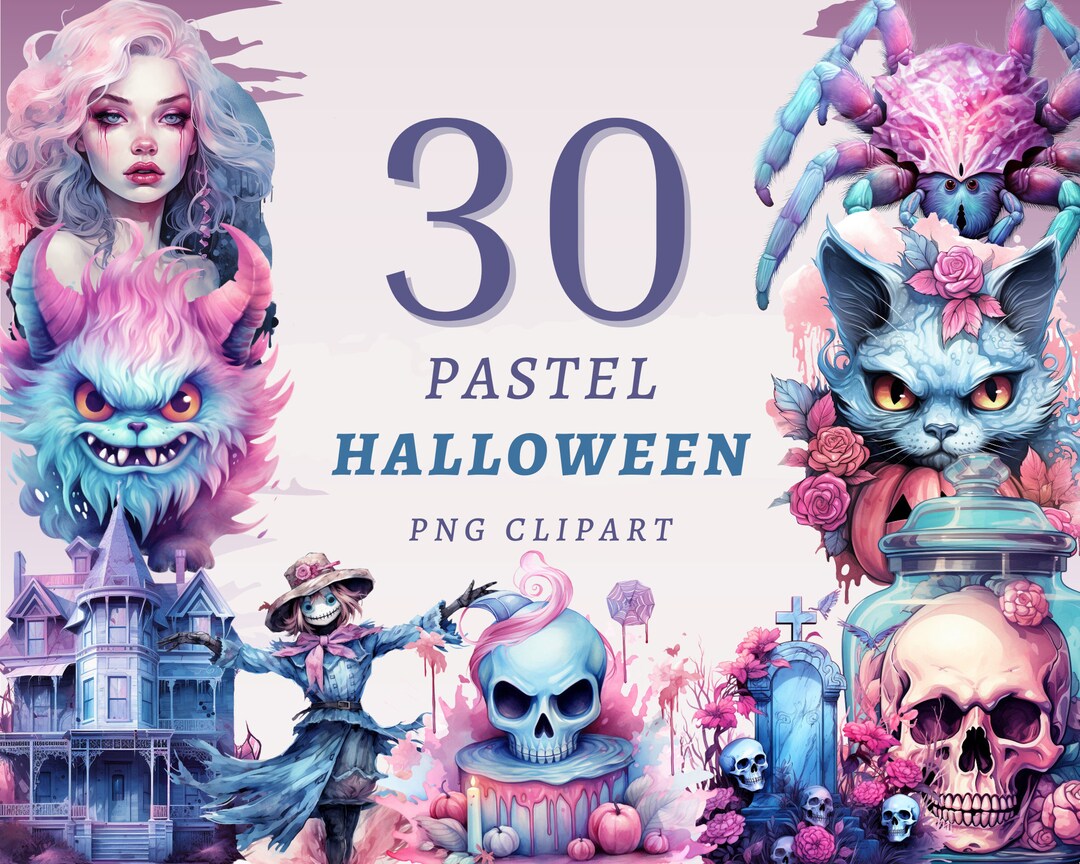 30 Pastel Halloween Clipart, High Quality Transparent Pngs, Instant ...