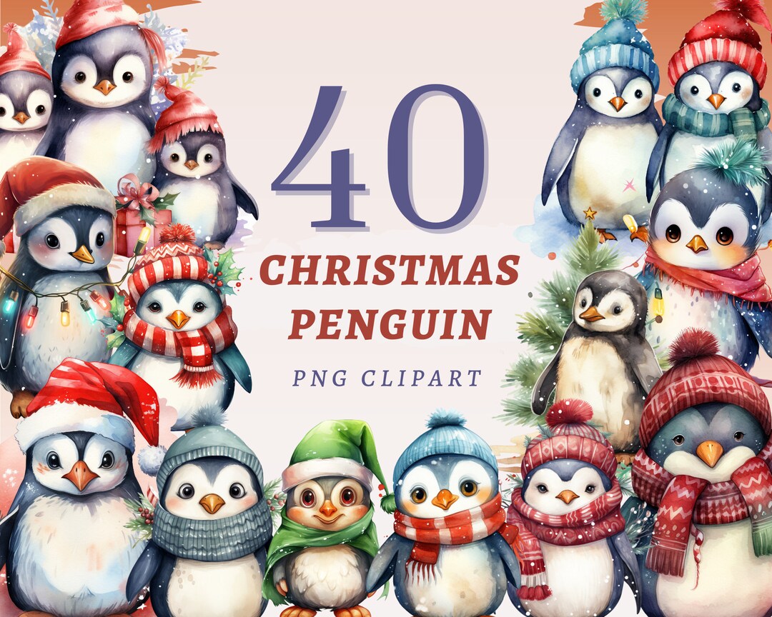 40 Christmas Penguin Clipart, High Quality Transparent Pngs, Instant ...